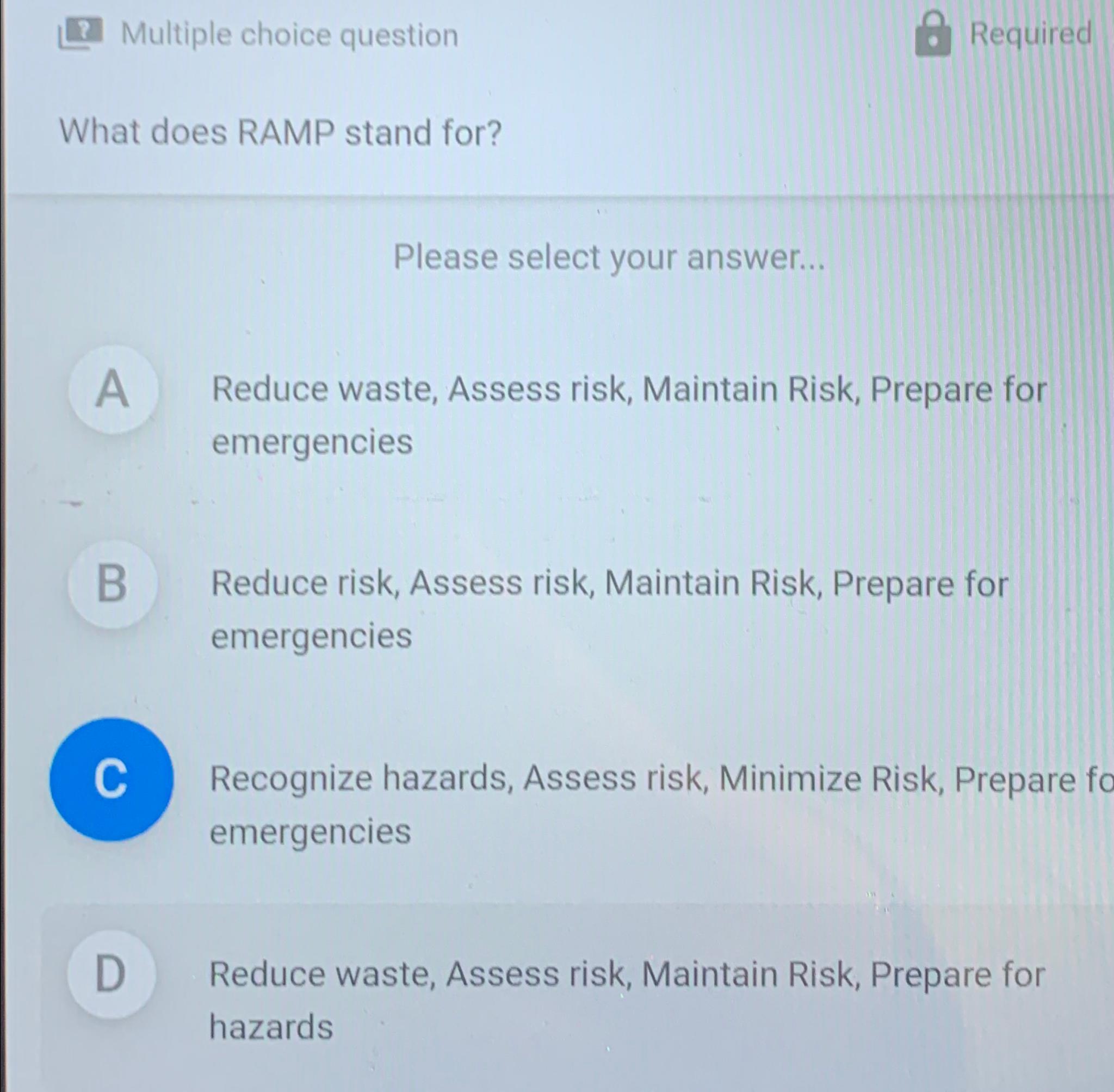 Solved Multiple choice questionRequiredWhat does RAMP stand | Chegg.com