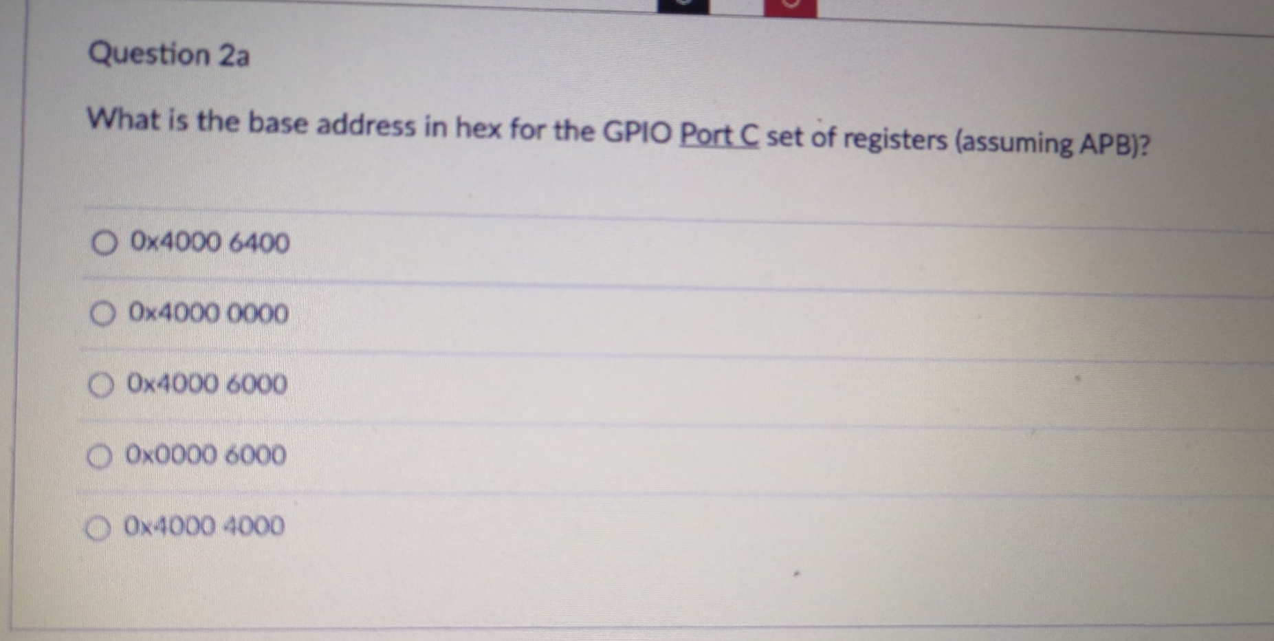 Solved Question 2aWhat is the base address in hex for the | Chegg.com
