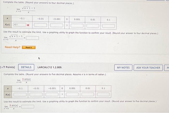 Solved Consider the following. limx→0xsin(3x) Create a table | Chegg.com