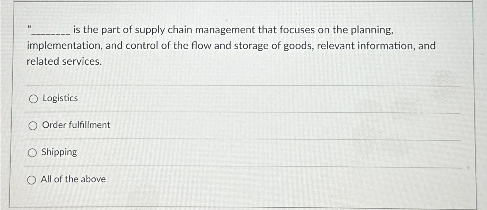 Solved is the part of supply chain management that focuses | Chegg.com