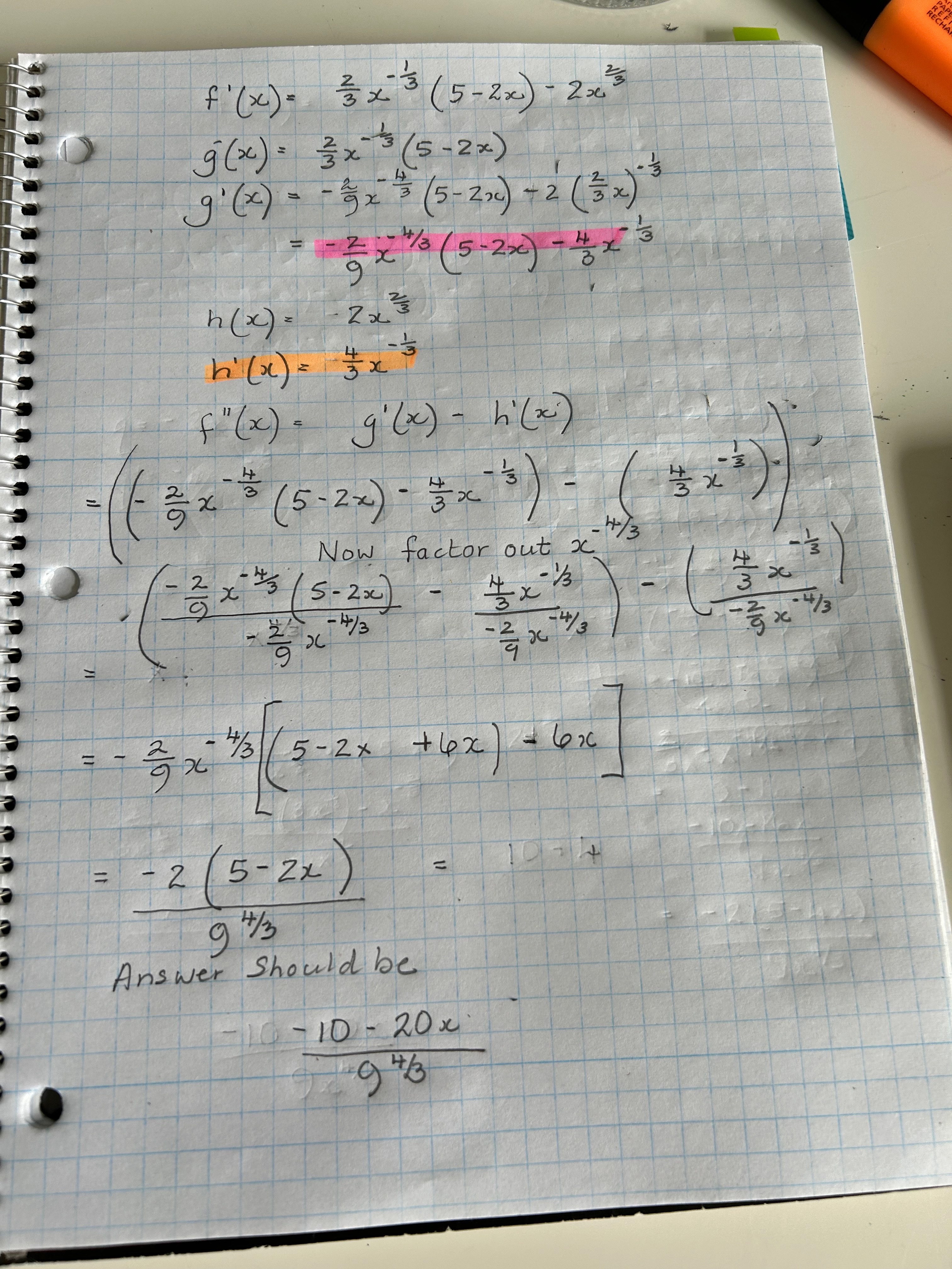 Solved Trying to find f double prime Where did I go | Chegg.com