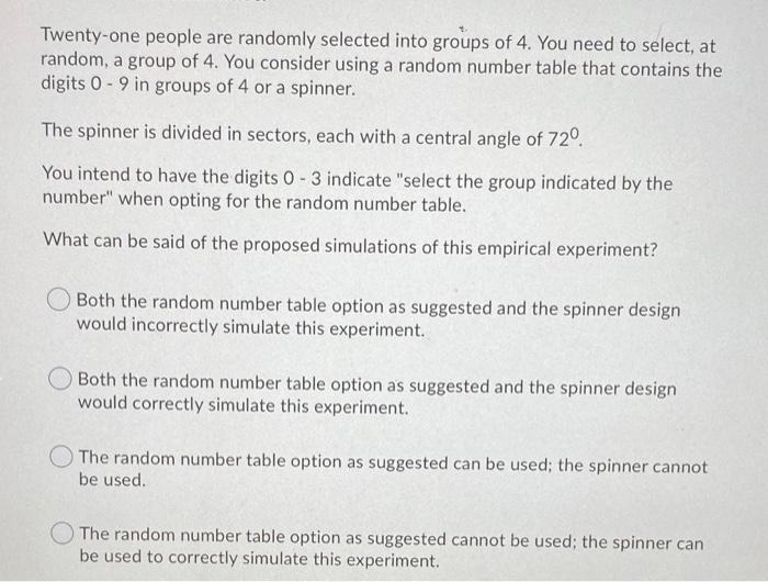 Solved Twenty-one people are randomly selected into groups | Chegg.com
