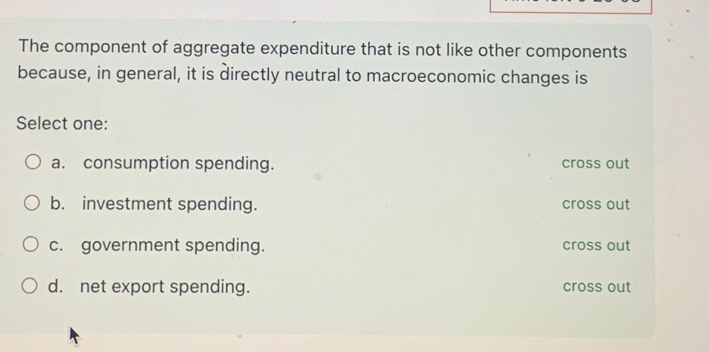 Solved The component of aggregate expenditure that is not | Chegg.com