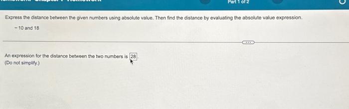 Solved Express the distance between the given numbers using | Chegg.com