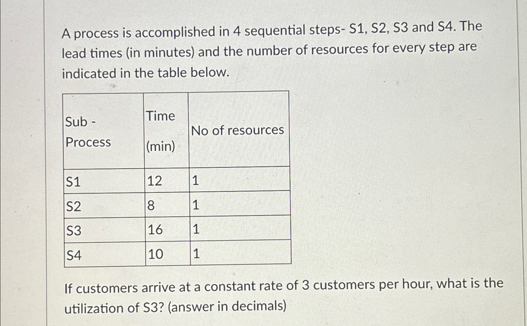 Solved A process is accomplished in 4 ﻿sequential | Chegg.com