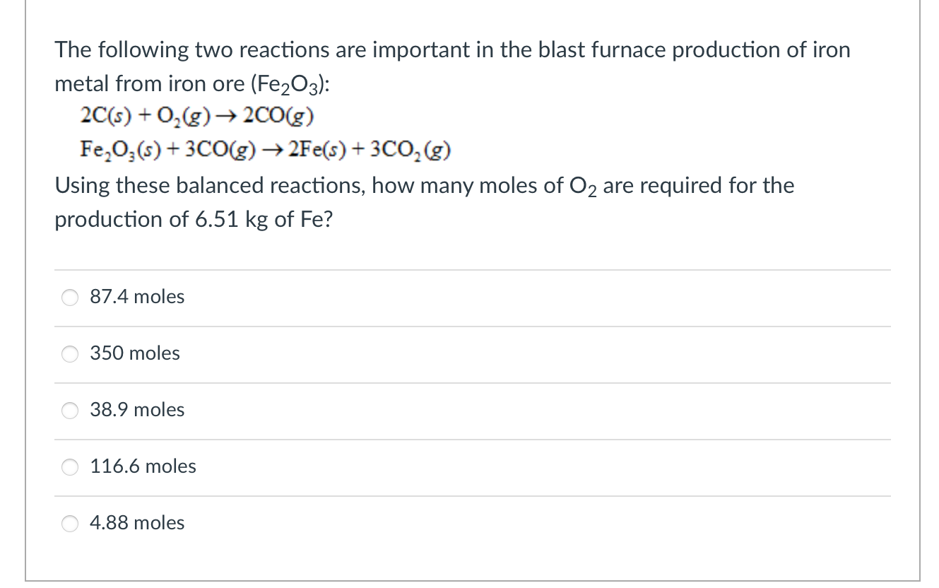 Solved The following two reactions are important in the | Chegg.com