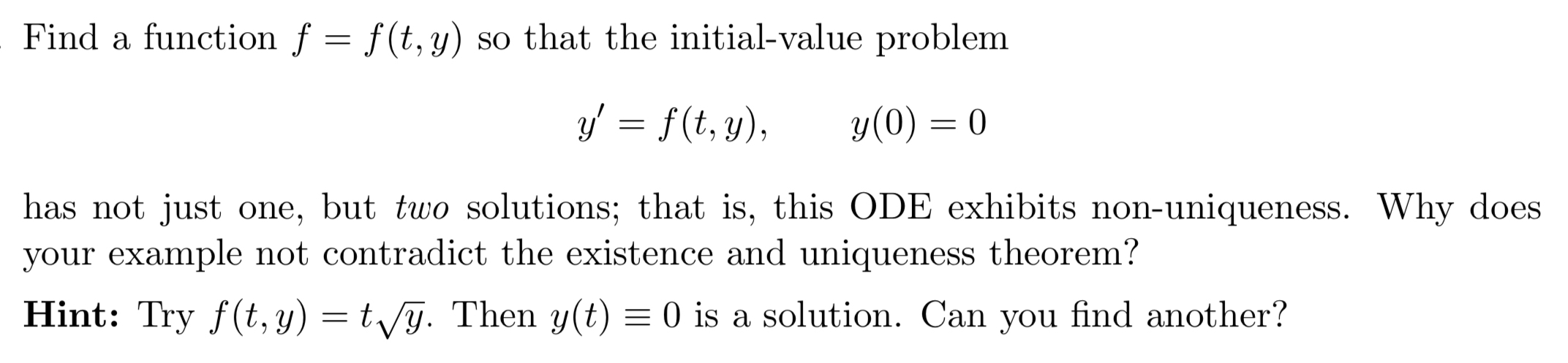 Solved Find A Function F F T Y ﻿so That The Initial Value