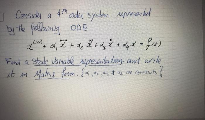 Solved I Consider a 4th order system represented by the | Chegg.com