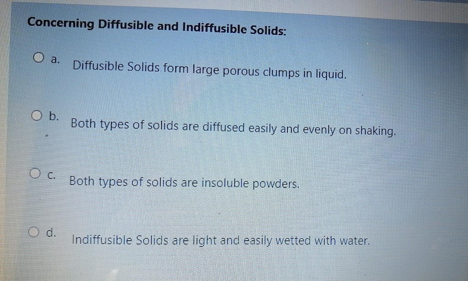Solved Concerning Diffusible and Indiffusible Solids: | Chegg.com