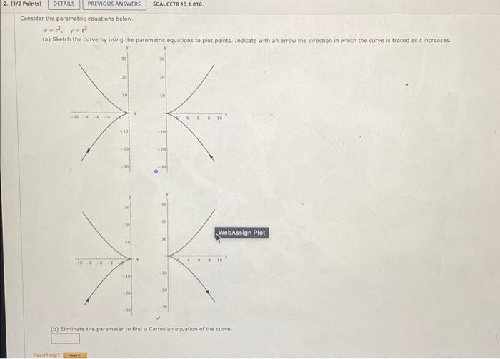 Solved Consider The Parametric Equations Below X T2 Y T3