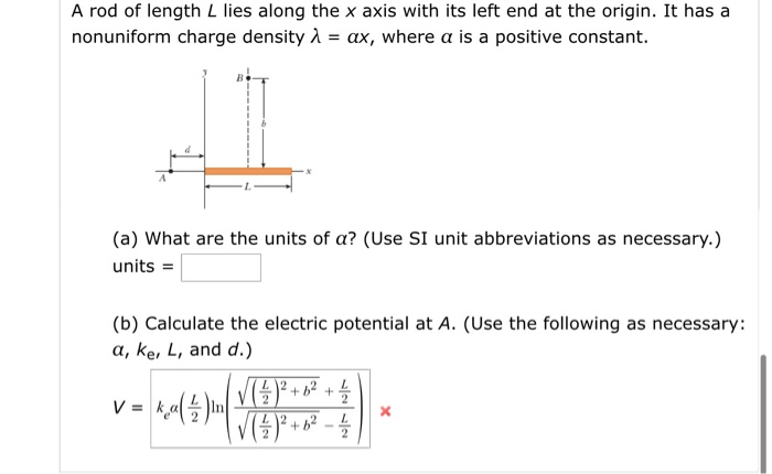 Solved A rod of length L lies along the x axis with its left | Chegg.com