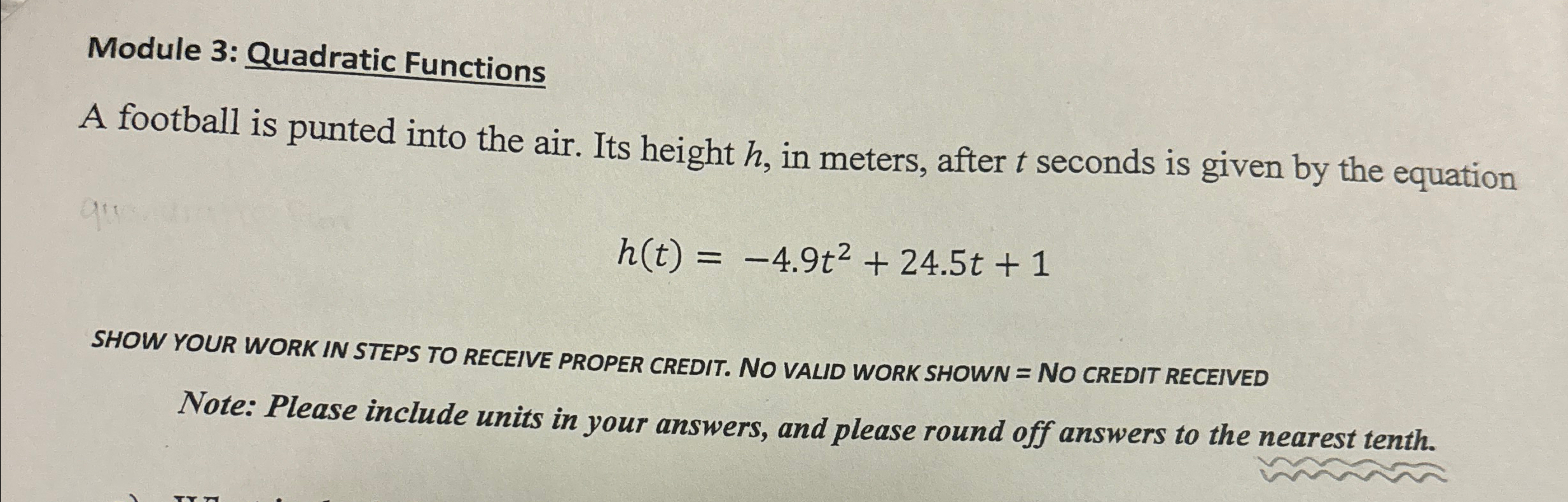 Solved Module 3: Quadratic FunctionsA football is punted | Chegg.com