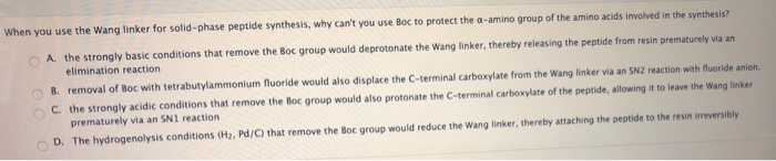 Solved When you use the Wang linker for solid-phase peptide | Chegg.com
