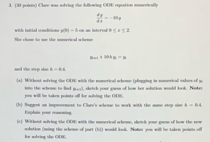 Solved 3. (30 points) Clare was solving the following | Chegg.com Solved 3. (30 points) Clare was solving the following | Chegg.com