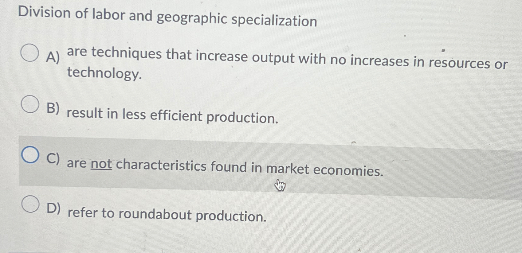 Solved Division of labor and geographic specializationA) | Chegg.com