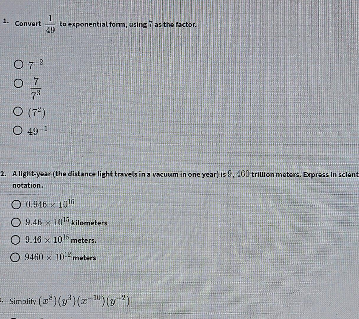 Solved 1. Convert 491 to exponential form, using 7 as the | Chegg.com