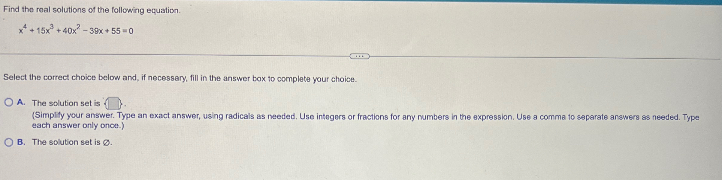 Solved Find the real solutions of the following | Chegg.com
