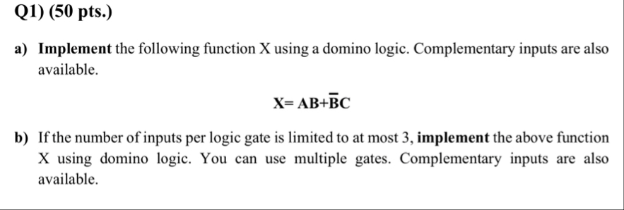 Solved Q1) (50 ﻿pts.)a) ﻿Implement the following function X | Chegg.com