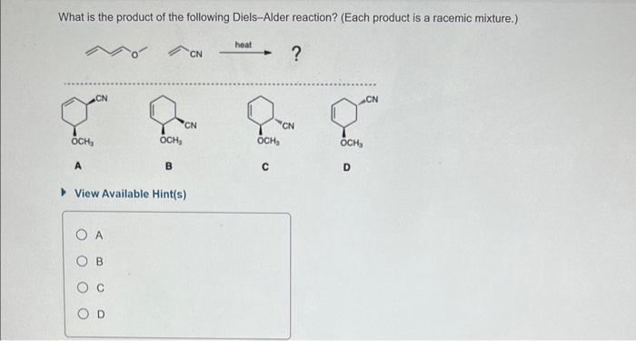 Solved What is the product of the following Diels-Alder | Chegg.com
