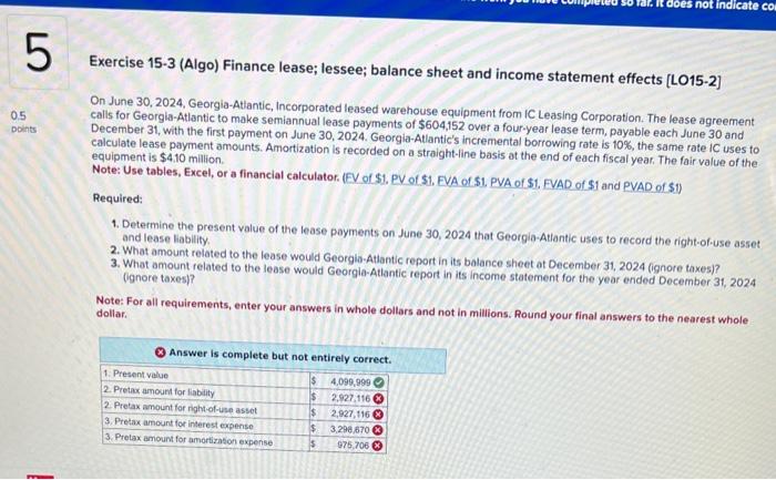 Solved Exercise 15-3 (Algo) Finance lease; lessee; balance | Chegg.com