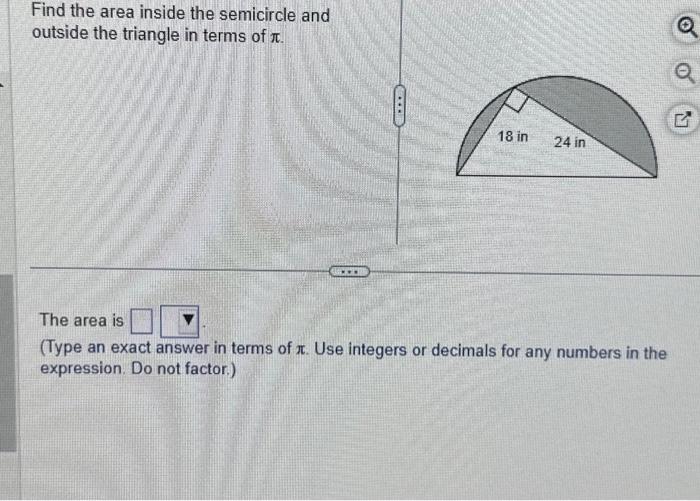 Solved Find the area inside the semicircle and outside the | Chegg.com