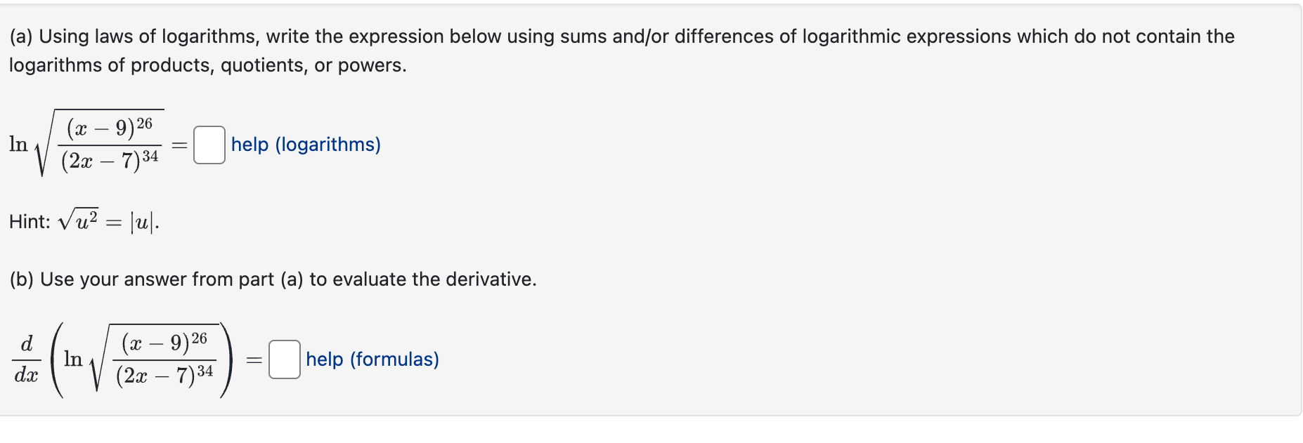 Solved (a) ﻿Using laws of logarithms, write the expression | Chegg.com