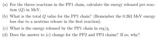 (a) For the threee reactions in the PP1 chain, | Chegg.com