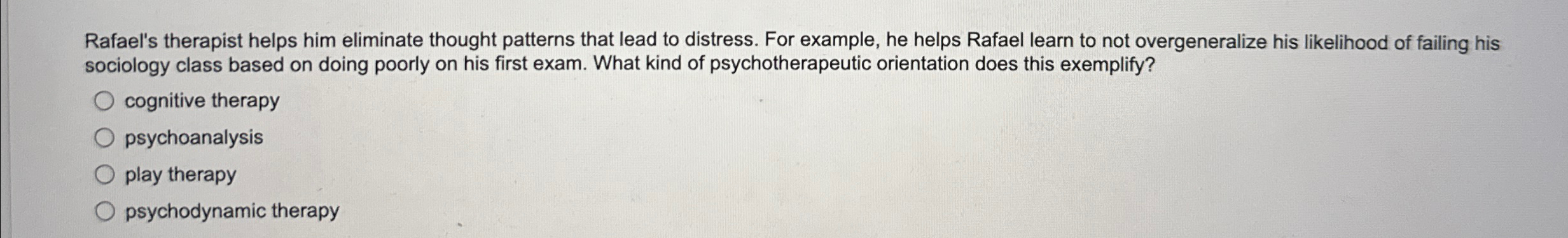 Solved Rafael's therapist helps him eliminate thought | Chegg.com