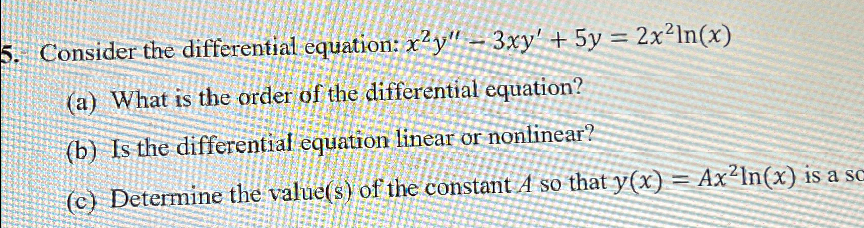 Solved Consider the differential equation: | Chegg.com
