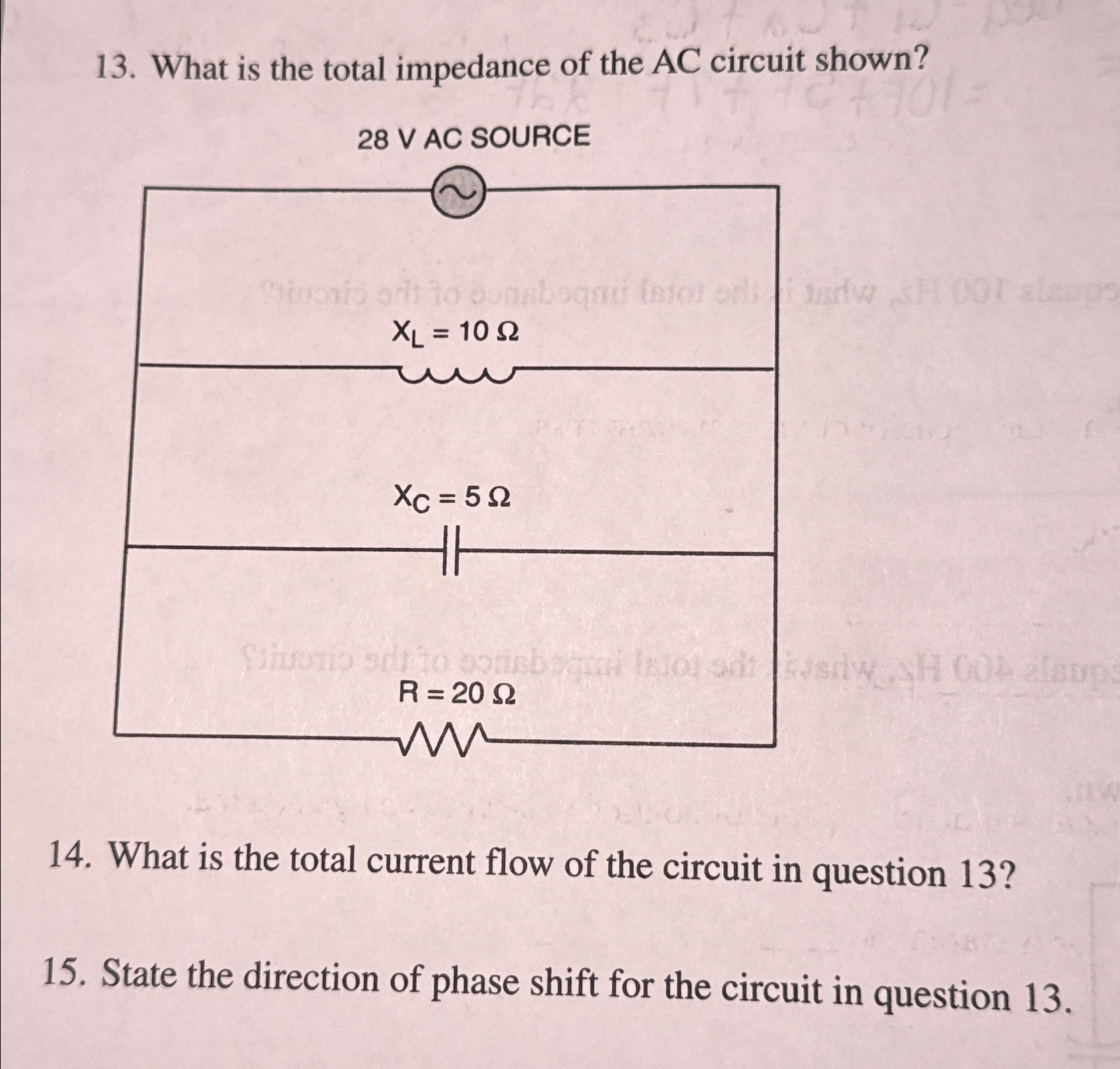 Solved What is the total impedance of the AC circuit | Chegg.com