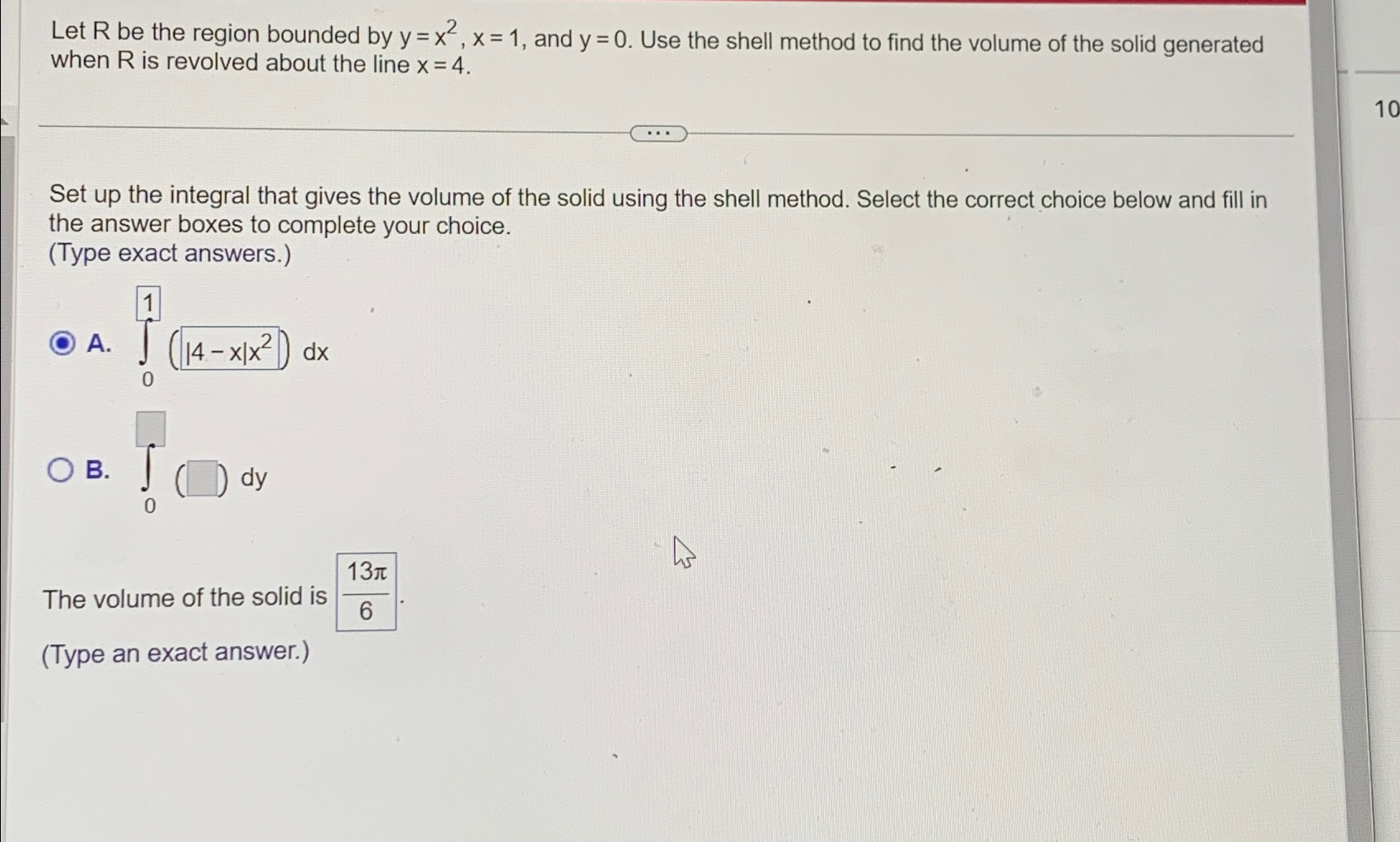 Solved Let R ﻿be the region bounded by y=x2,x=1, ﻿and y=0. | Chegg.com
