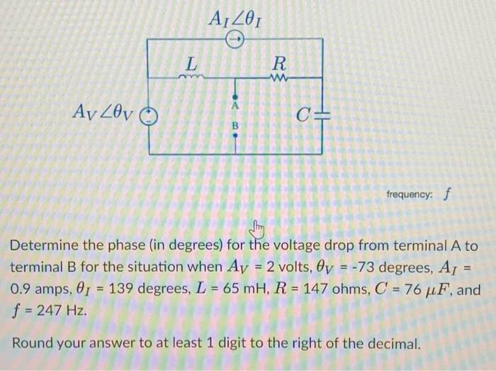 Solved Determine the phase (in degrees) for the voltage drop | Chegg.com