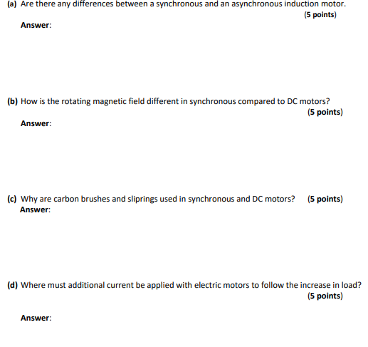 Solved (a) ﻿Are there any differences between a synchronous | Chegg.com