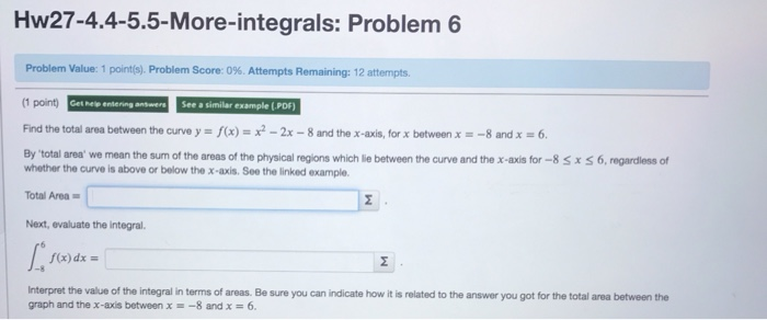 Solved Hw27-4.4-5.5-More-integrals: Problem 6 Problem Value: | Chegg.com
