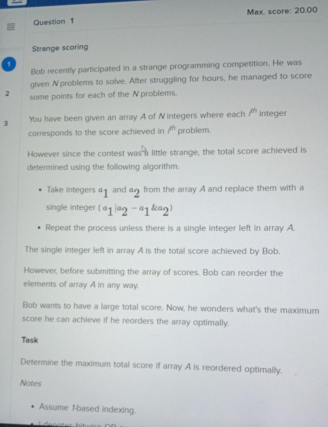 Solved Strange scoring Bob recently participated in a | Chegg.com