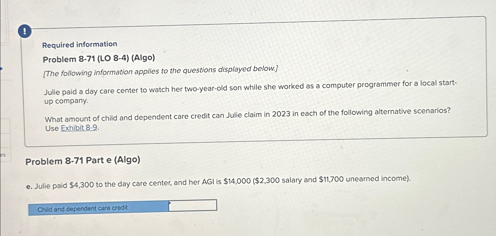 Solved !Required informationProblem 8-71 (LO 8-4) (Algo)[The | Chegg.com