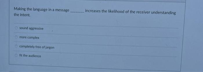 Solved Making the language in a message the intent. | Chegg.com