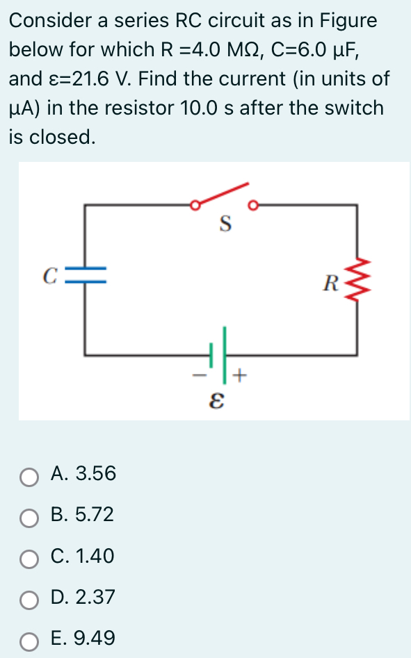 Solved Consider a series RC circuit as in Figure below for | Chegg.com