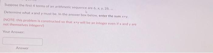 Solved Suppose the first 4 terms of an arithmetic sequence | Chegg.com