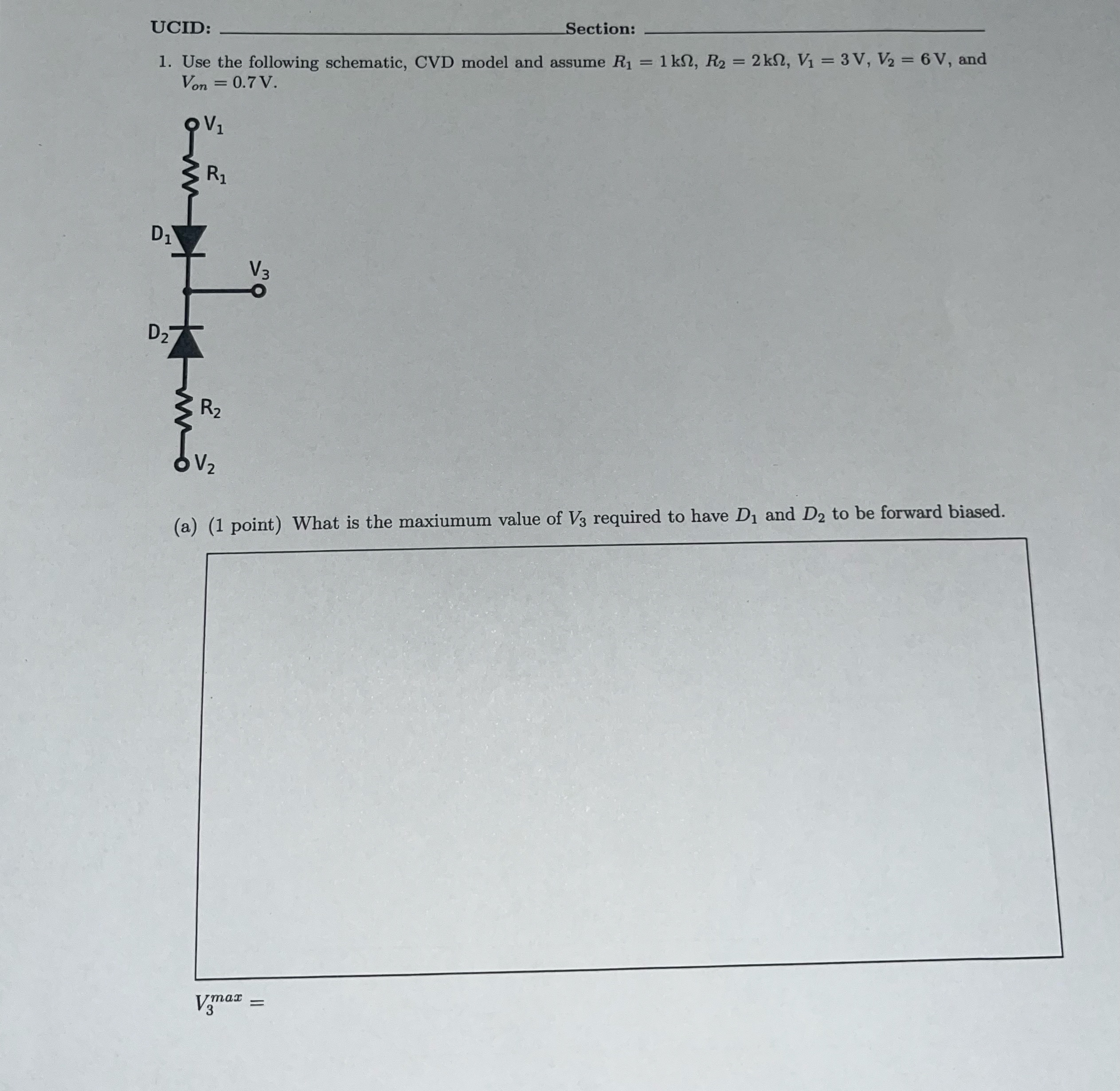 Solved Use the following schematic, CVD model and assume | Chegg.com