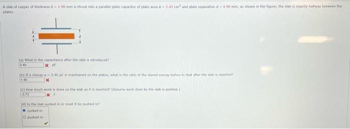 Solved alates: Lak What is the capacitance ater the slatis | Chegg.com