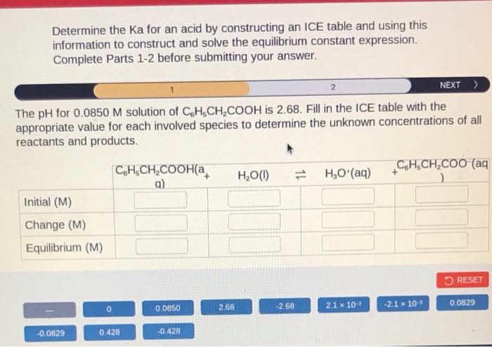 Solved Determine the Ka for an acid by constructing an ICE | Chegg.com