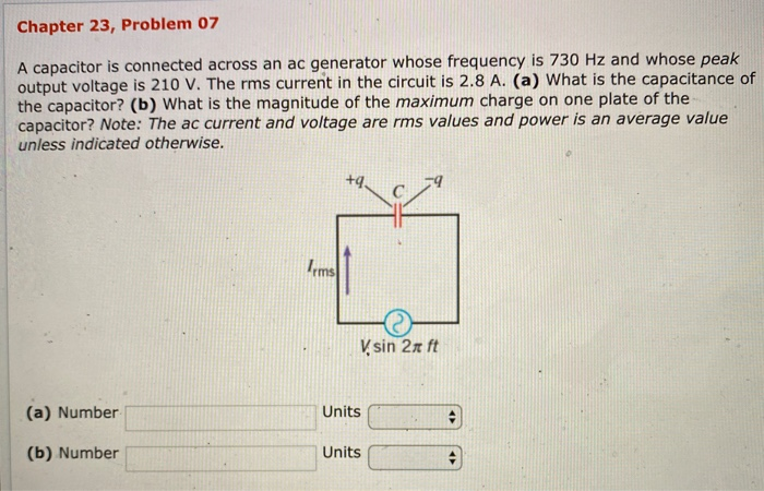Solved Chapter 23, Problem 07 A capacitor is connected | Chegg.com