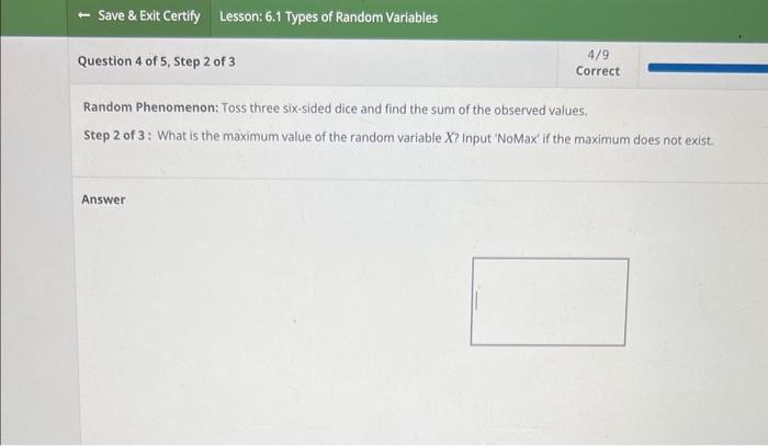 Solved Random Phenomenon: Toss three six-sided dice and find | Chegg.com