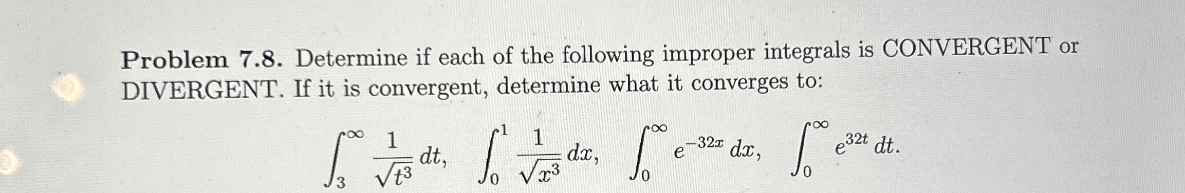 Solved Problem 7.8. ﻿Determine if each of the following | Chegg.com