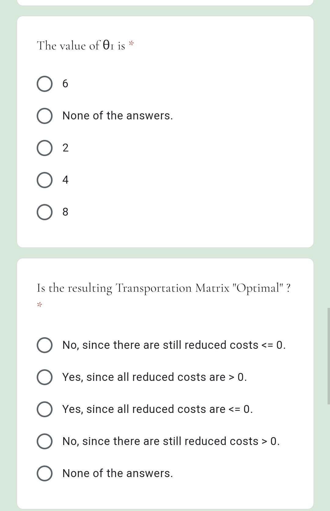 Solved Transportation Algorithm Complete the following | Chegg.com