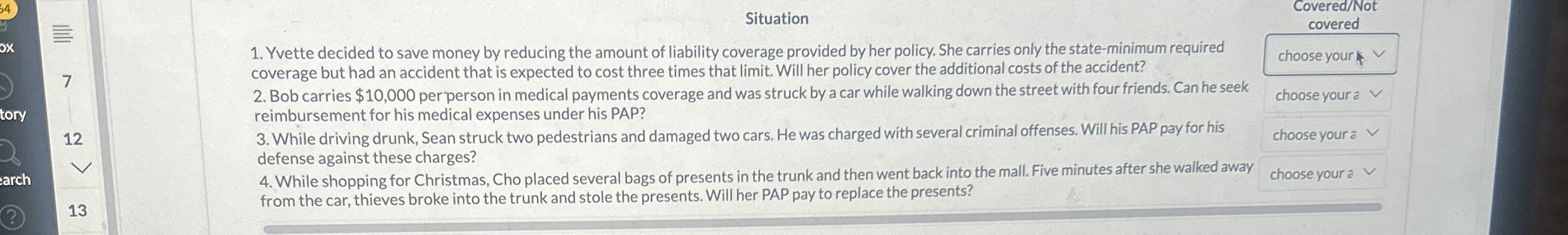 Solved SituationCovered/NotcoveredYvette decided to save | Chegg.com