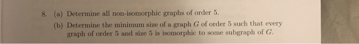 Solved 8. (a) Determine all non-isomorphic graphs of order | Chegg.com