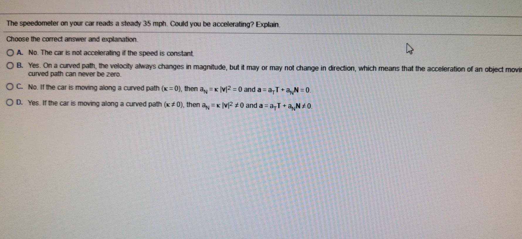 Solved The speedometer on your car reads a steady 35 mph. | Chegg.com