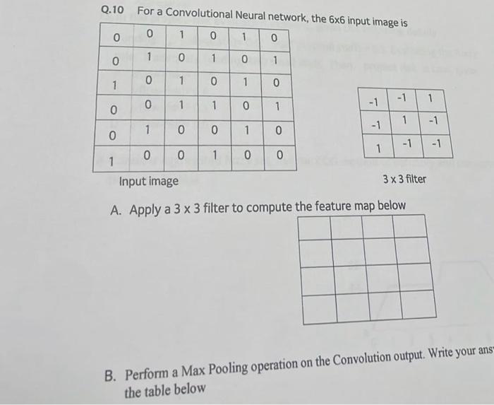 Solved Q.10 For a Convolutional Neural network, the 6×6 | Chegg.com